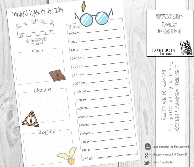 Wizardry Daily planner/Daily Planner A5/Printable | Etsy