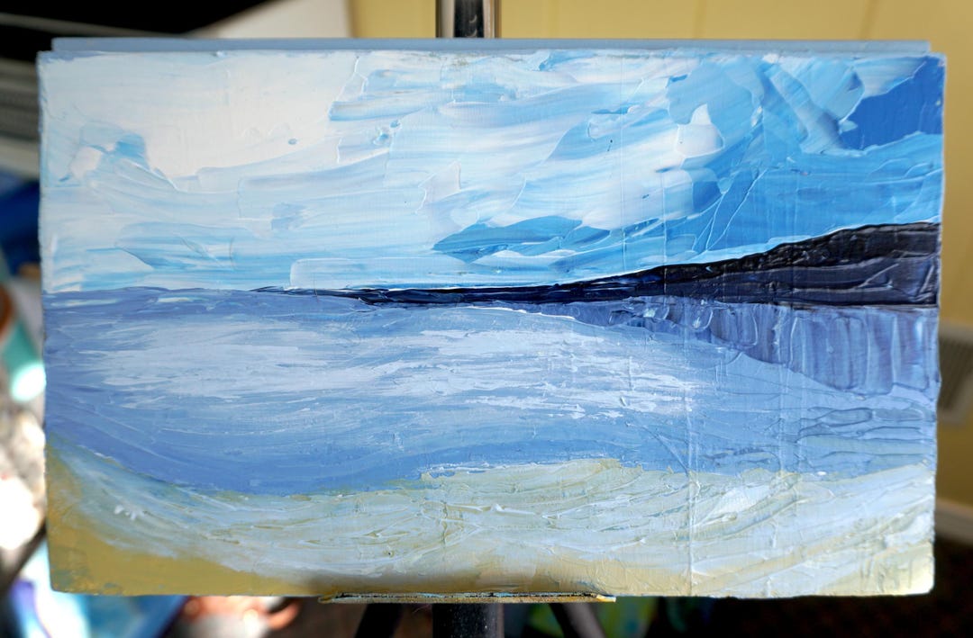 Shoreline Painting, Textured Abstract Art - Etsy