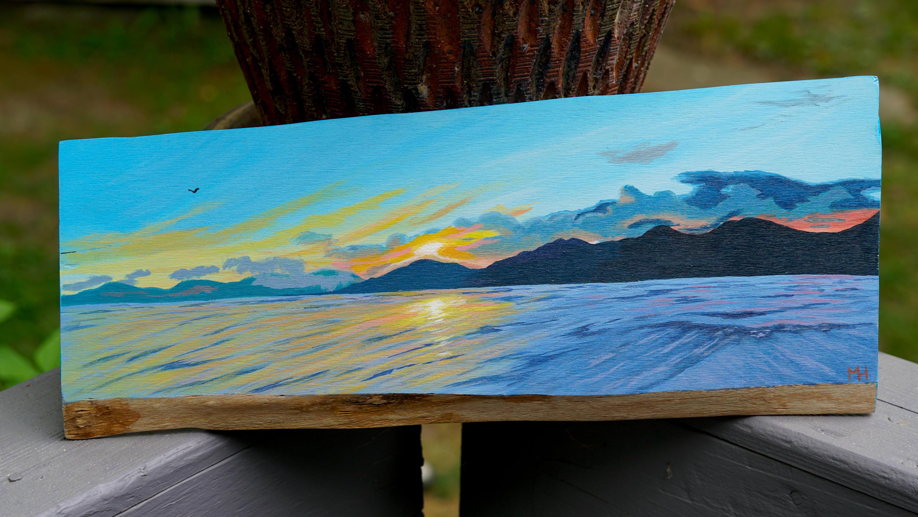 Sunrise Over Water, Original Artwork, Acrylic Painting on Wood, - Etsy