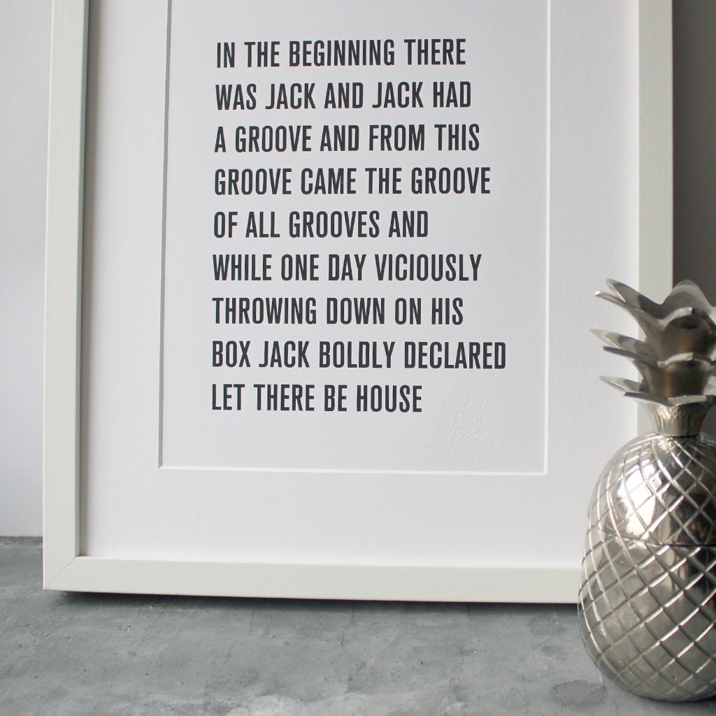 My House Rhythm Control A4 Black and White Typographic | Etsy