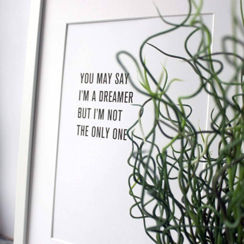 Imagine - John Lennon - A4 Black and White Typographic Unframed Digital ...