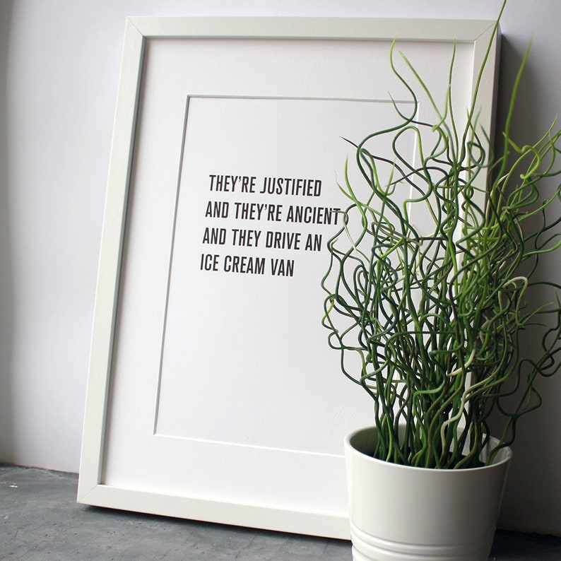 Justified and Ancient KLF A4 Black and White Typographic - Etsy