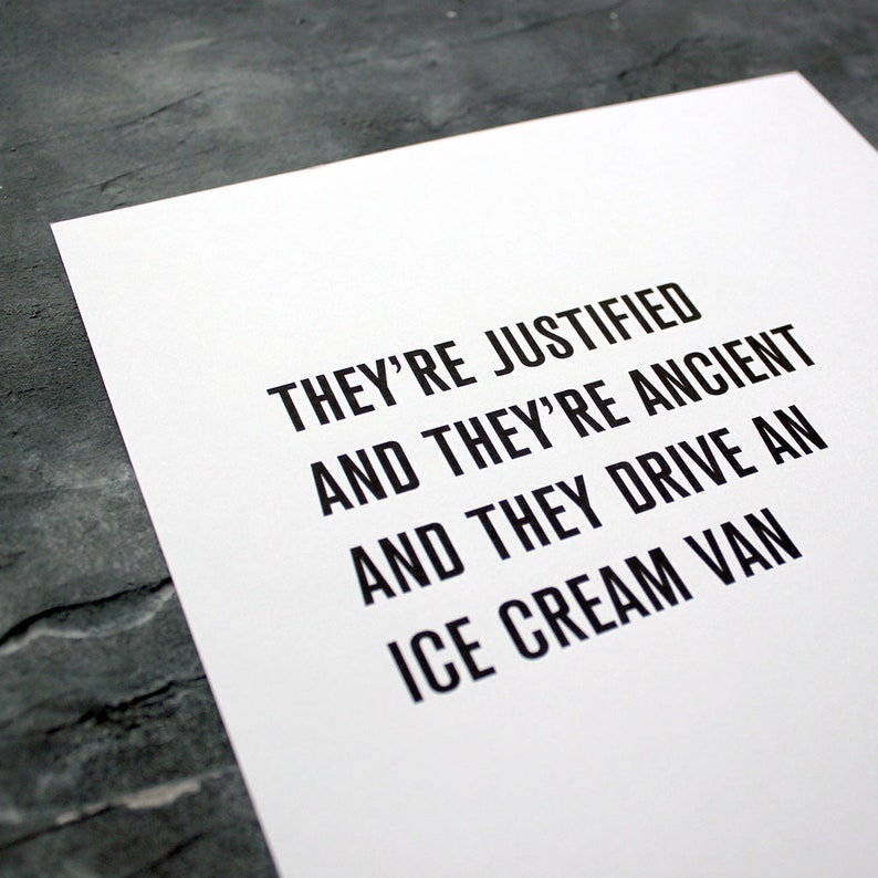 Justified and Ancient KLF A4 Black and White Typographic - Etsy