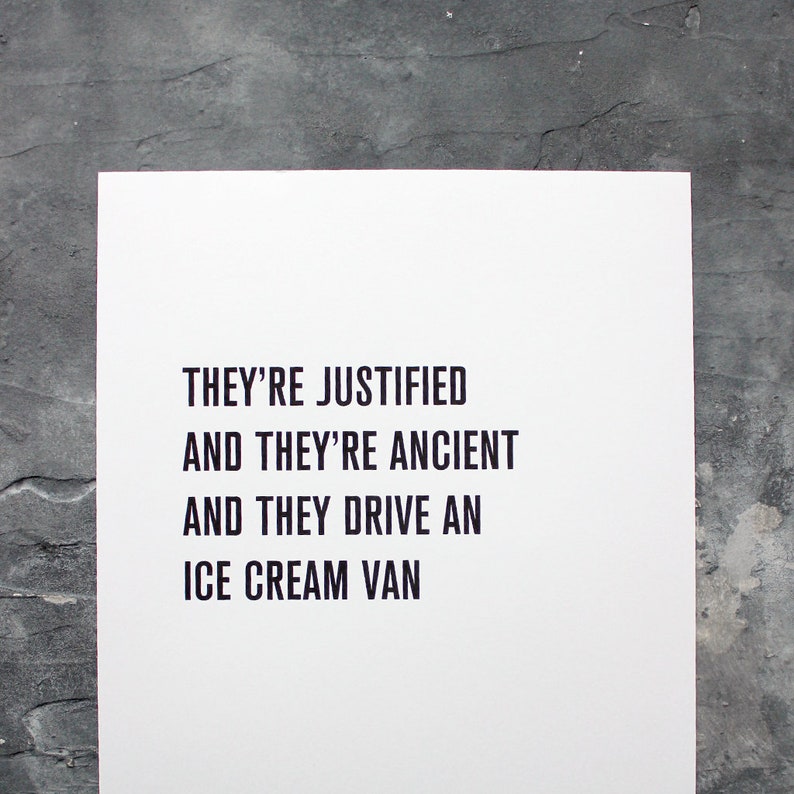 Justified and Ancient KLF A4 Black and White Typographic - Etsy