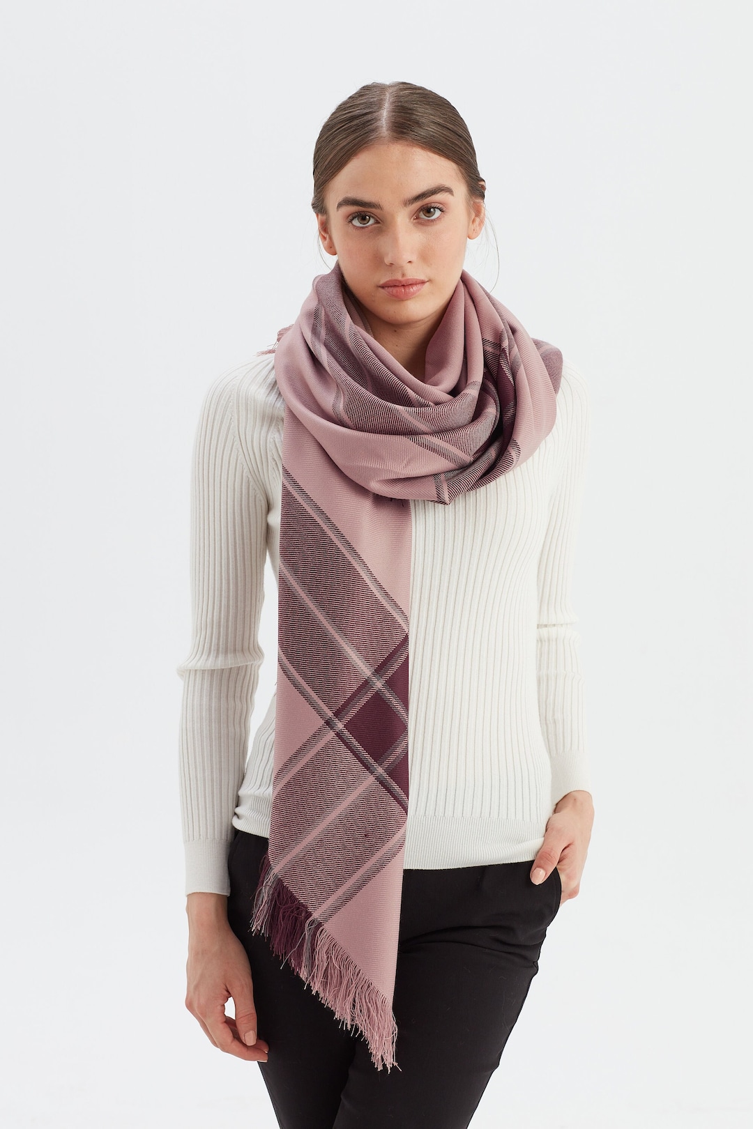 Wikkel vierkante geruite sjaal vintage geruite geruite sjaal ...