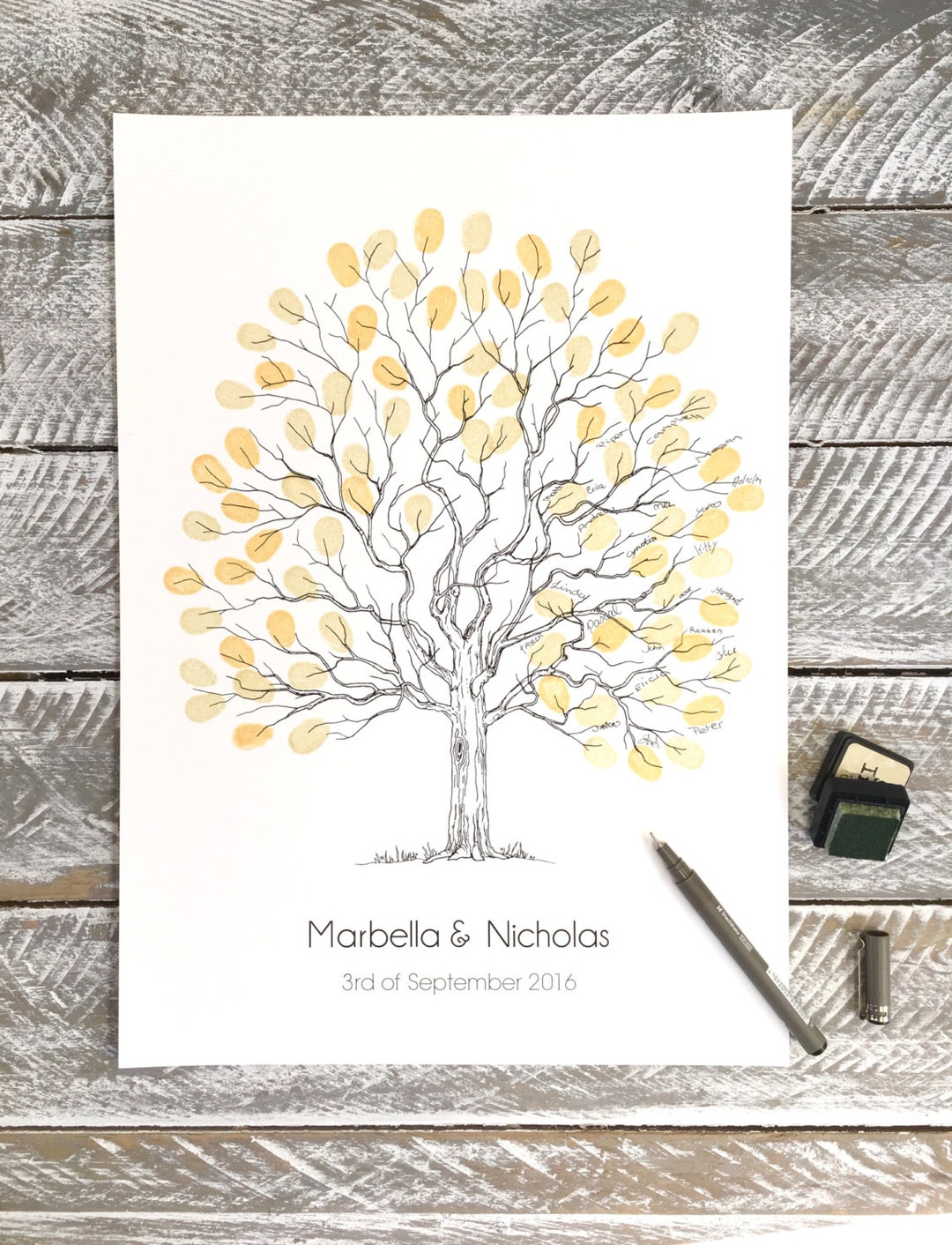 A3 Fingerprint Tree Wedding Guest Book "elegant Tree" A3 Size ...