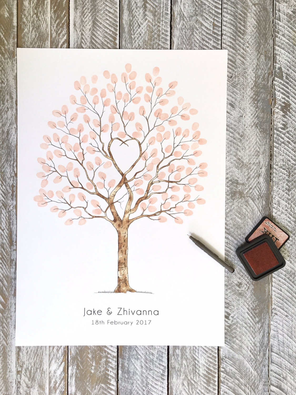 A2 Wedding Guest Book Fingerprint Tree "unity Tree - Watercolour". FREE ...