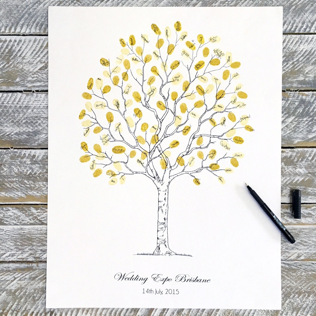 A2 Fingerprint Tree Wedding Guest Book "contemporary Tree" A2 Size ...