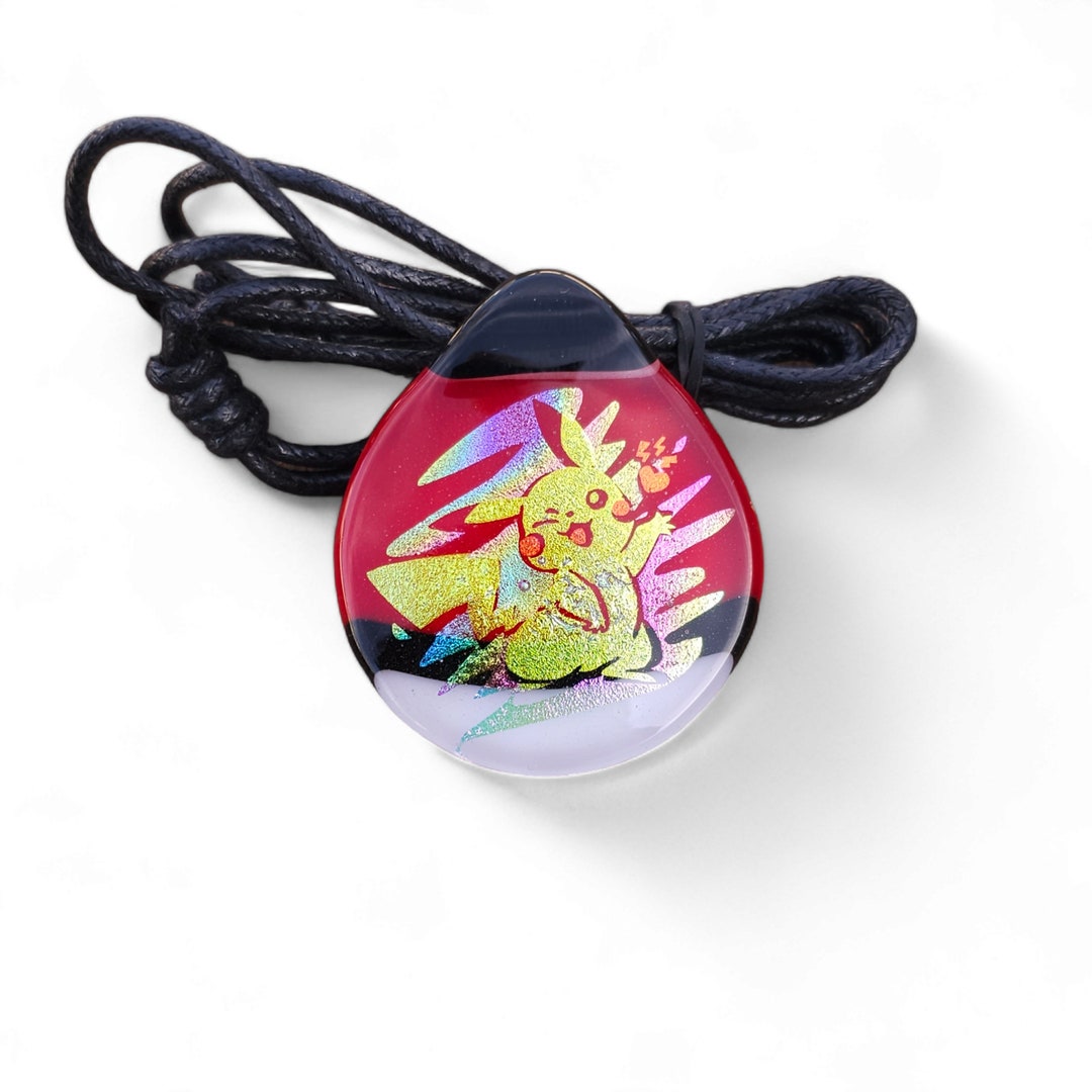 Pikachu Necklace Rainbow Jewelry Dichroic Glass Pendant Fused Glass ...
