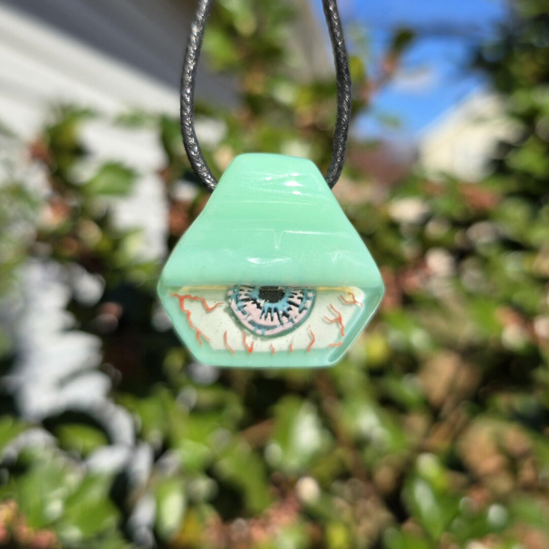 Glass Eyeball Pendant • Glow in the Dark • UV Reactive • Iridized ...