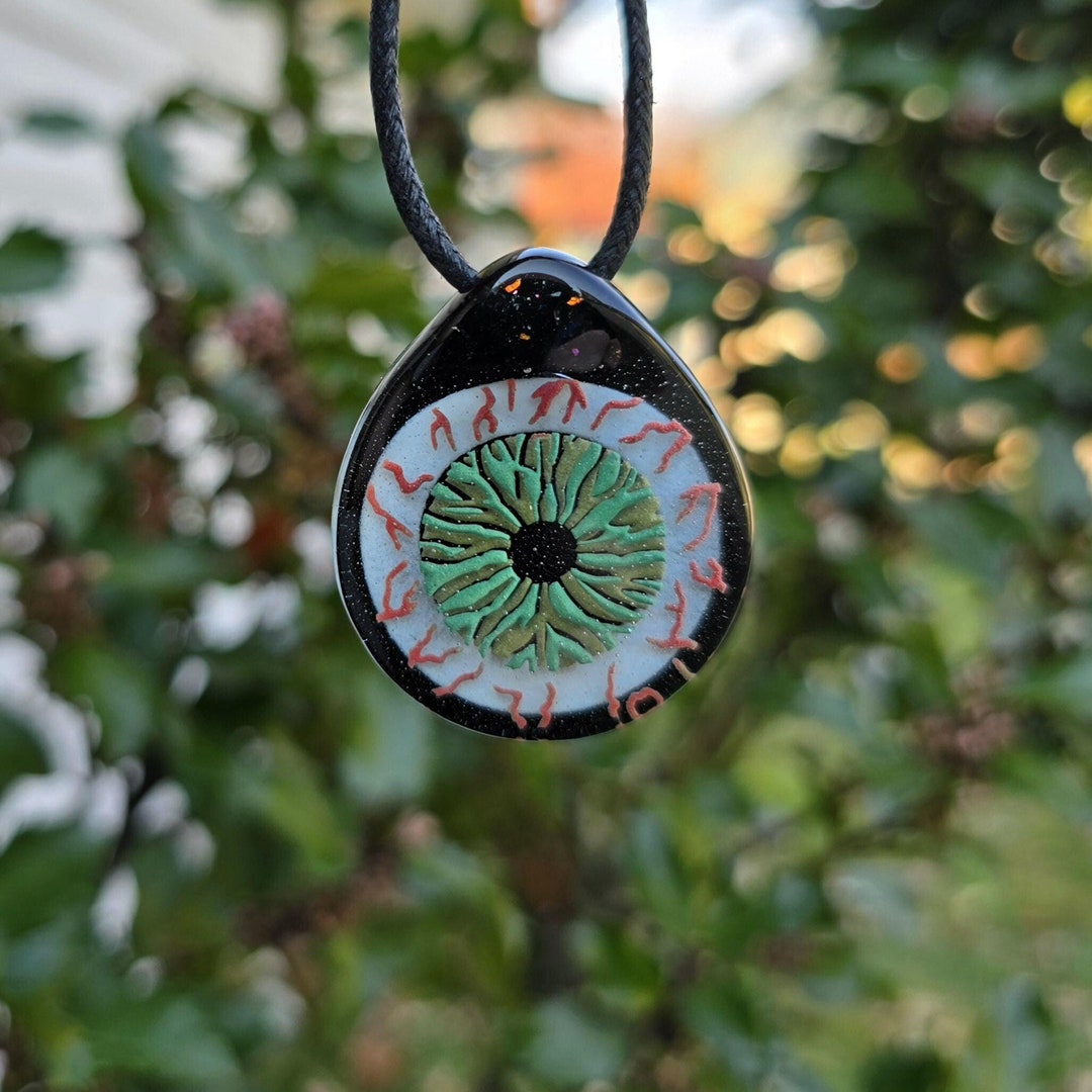 Glass Eyeball Pendant • Glow in Dark, UV Reactive Fused Glass - Etsy