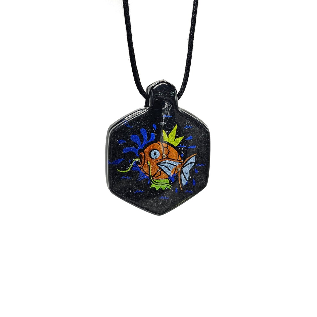 Magikarp Floppy Fish Rainbow Jewelry Dichroic Glass Pendant Fused Glass ...