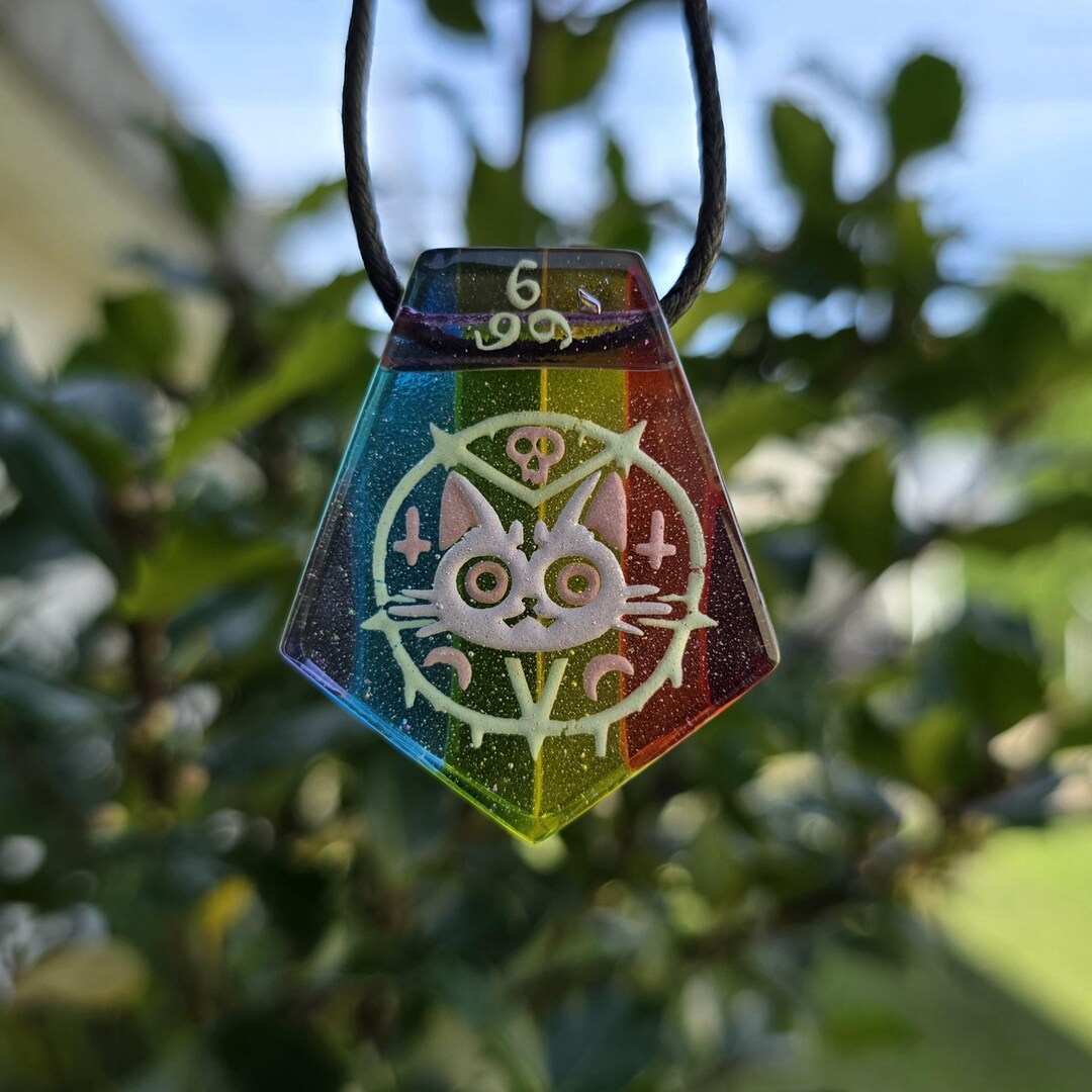 Cute Satanic Cat Glow in the Dark Fused Glass Art Pendant Necklace Goth ...