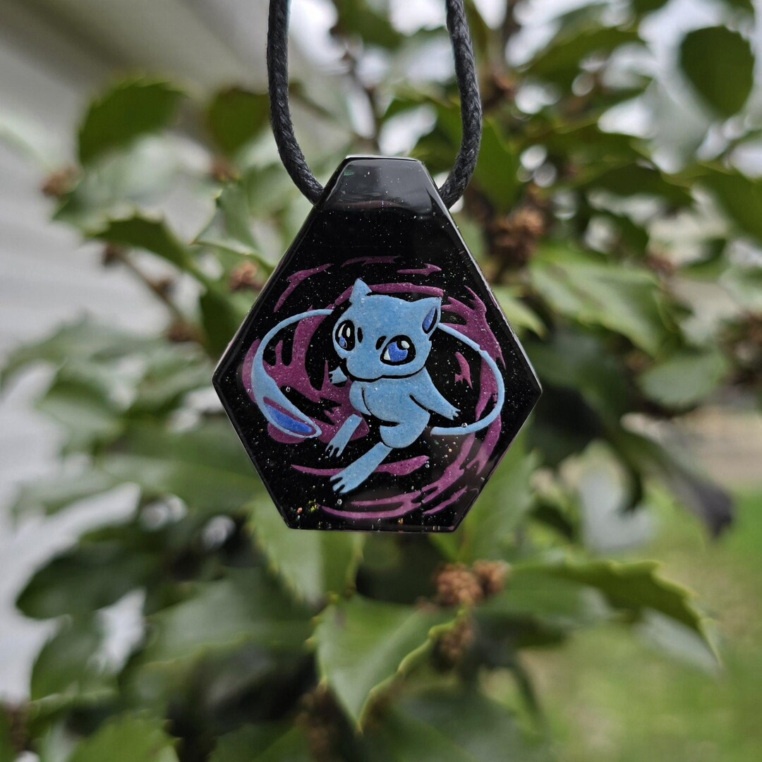 Shiny Mew Glass Glow in the Dark UV Pendant Necklace - Etsy