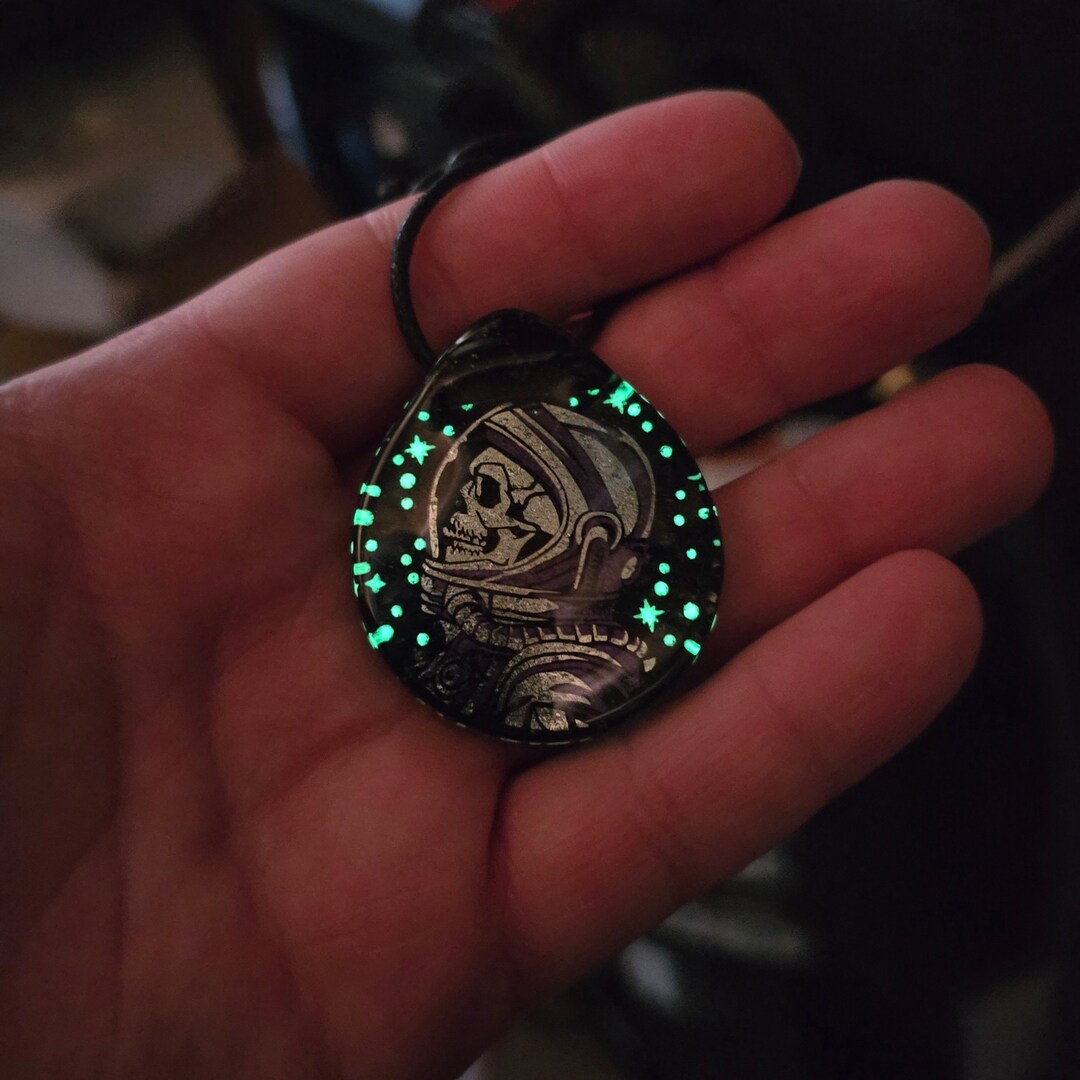 Astronaut Dichroic UV Reactive Fused Glass Art Pendant Astronomy ...