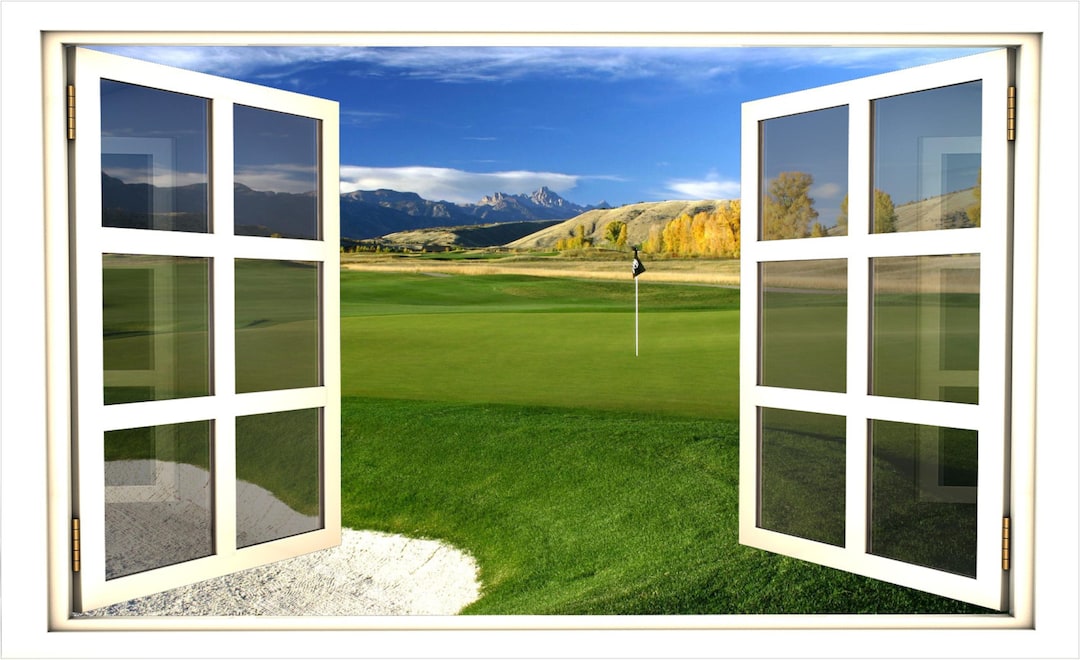 Window Scape Golf Course #1 3D Window Wall Decal Graphic Sticker Mural ...