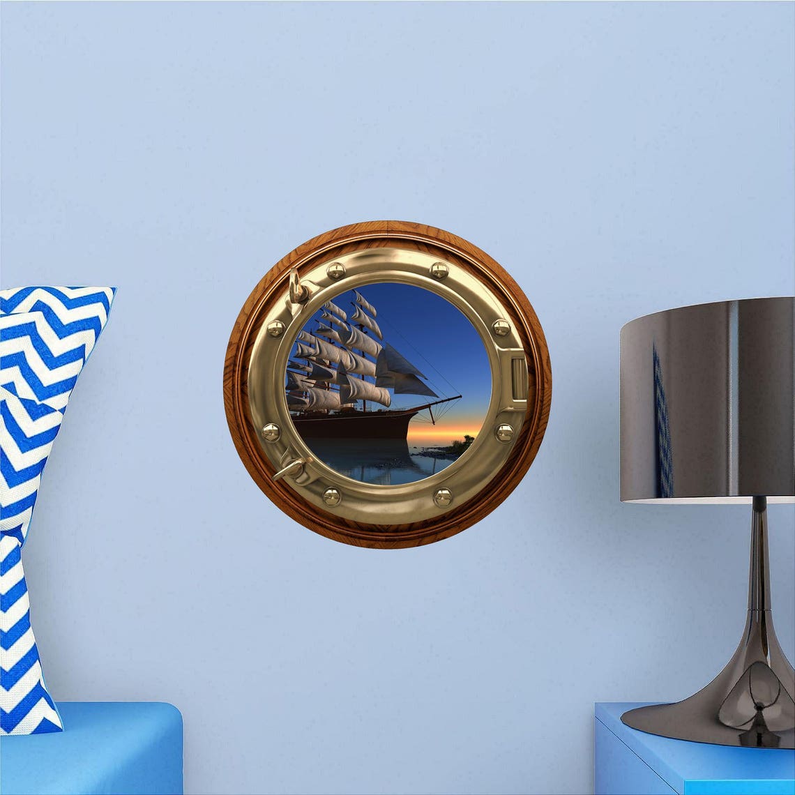 Port Scape Pirate Ship #1 Porthole Wall Sticker Graphic Decal Instant ...