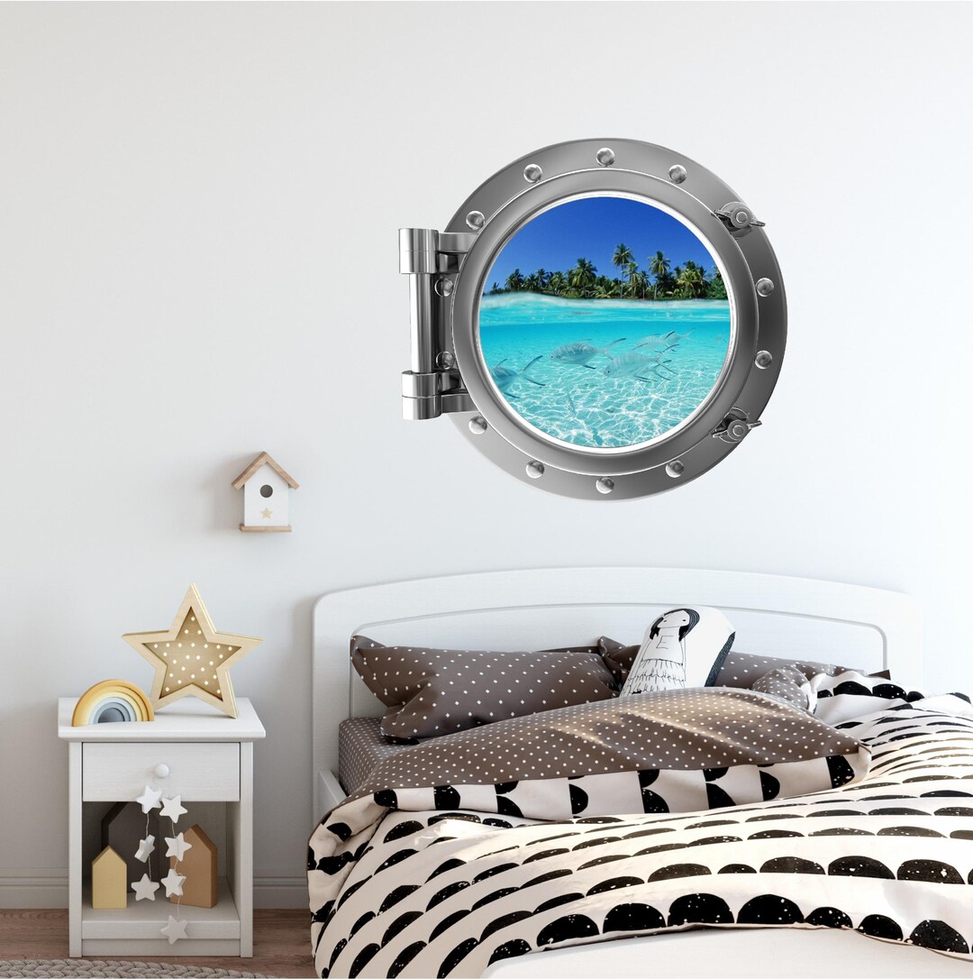 Port Scape Shallow Water #1 Porthole Wall Sticker Graphic Decal Ocean ...