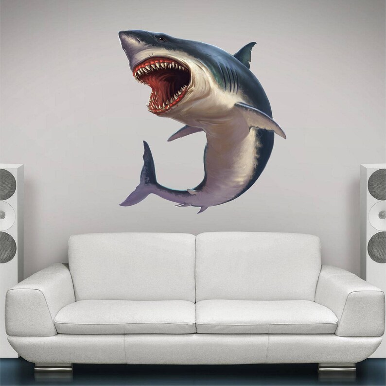 Shark Week Shark Shark Wall Decal Megalodon Shark Under - Etsy