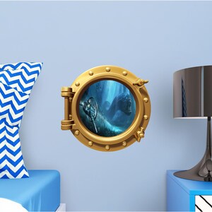 Port Scape Sea Monster #2 Porthole Window Wall Decal Self Adhesive ...