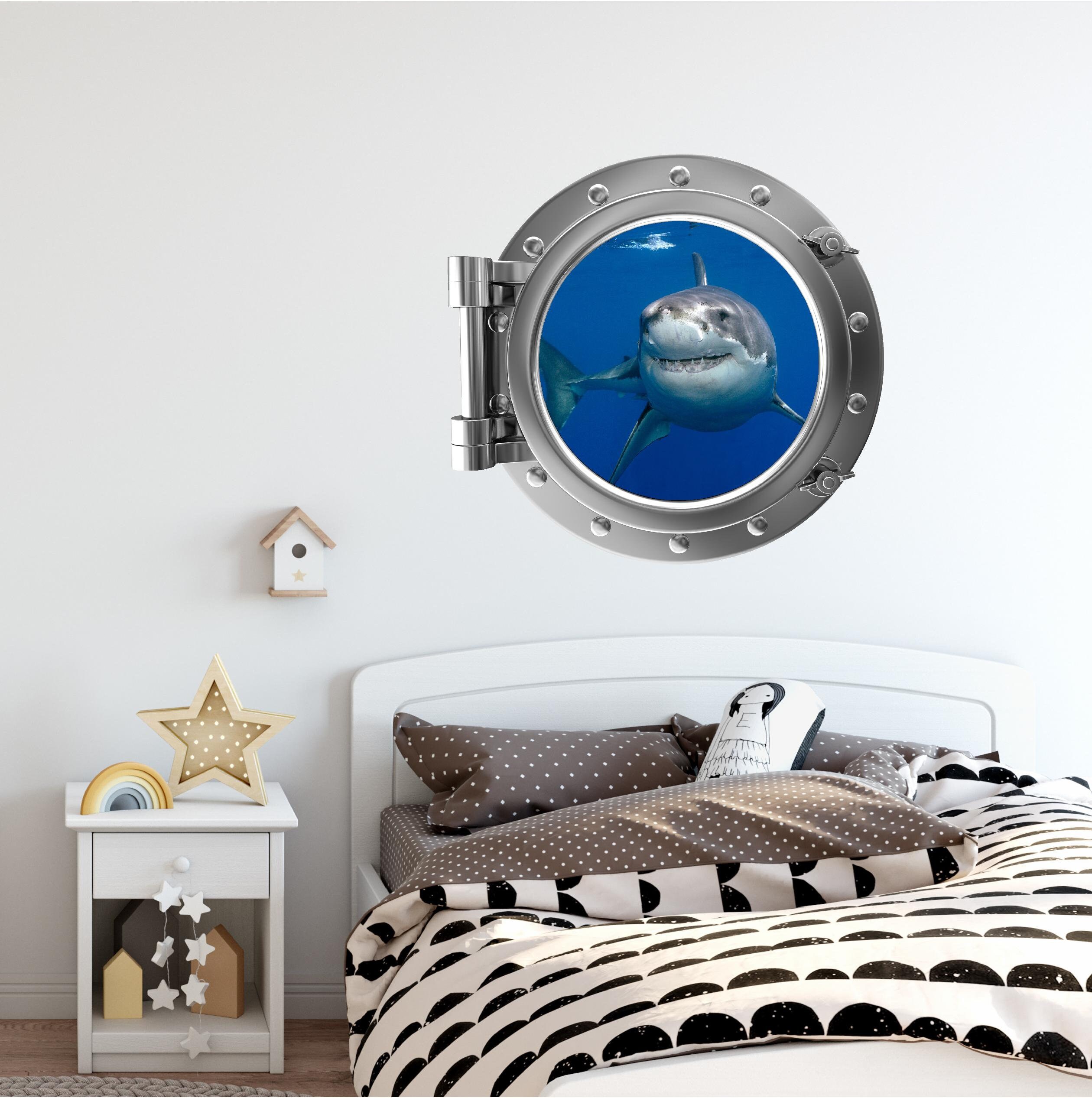 3D Porthole Window Wall Sticker Removable Decal Shark 1 | Etsy