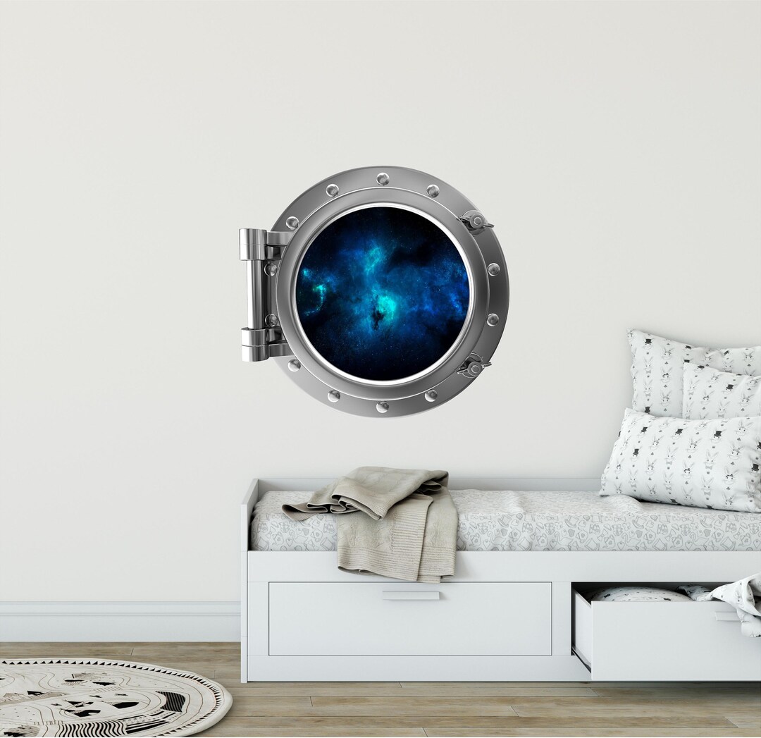 Port Scape Empty Space Porthole Window Wall Decal Removable Fabric ...