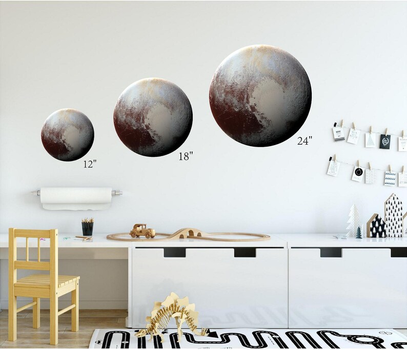 Pluto Wall Decal Individual Planets Solar System Removable Vinyl Peel ...