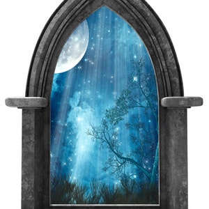 Castle Scape Fairytale Moon at Night #1 Castle 3D Window Wall Sticker ...