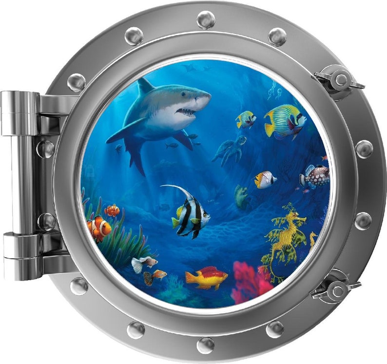 Port Scape Ocean Life Porthole Window Wall Sticker Decal - Etsy