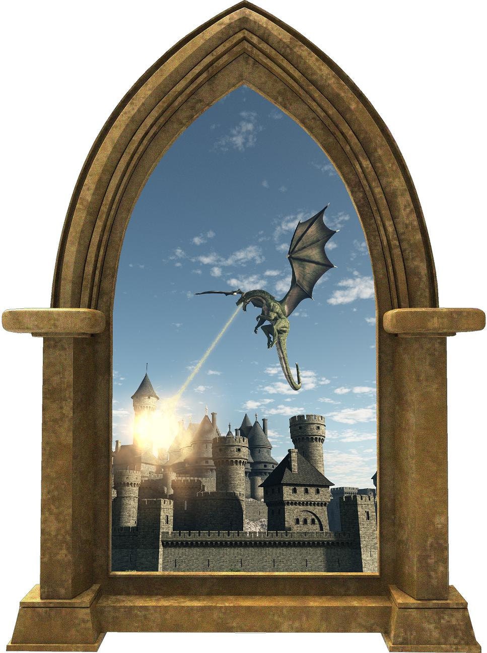 Castlescape Kingdom Under Fire 1 Stone Castle Window Wall Decal Sticker ...