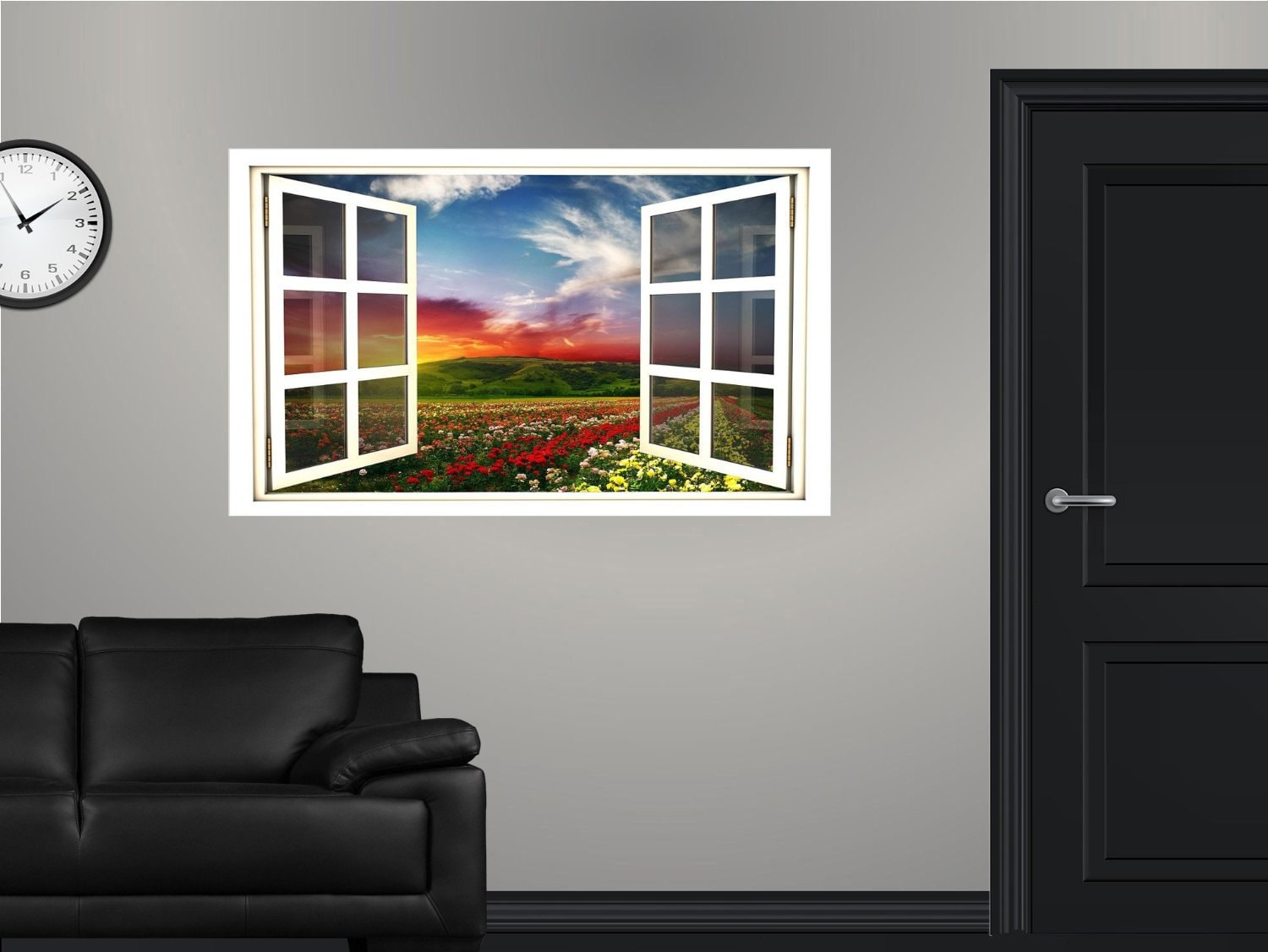 Window Scape Hillside Garden Wall Decal Graphic Sticker Yellow - Etsy