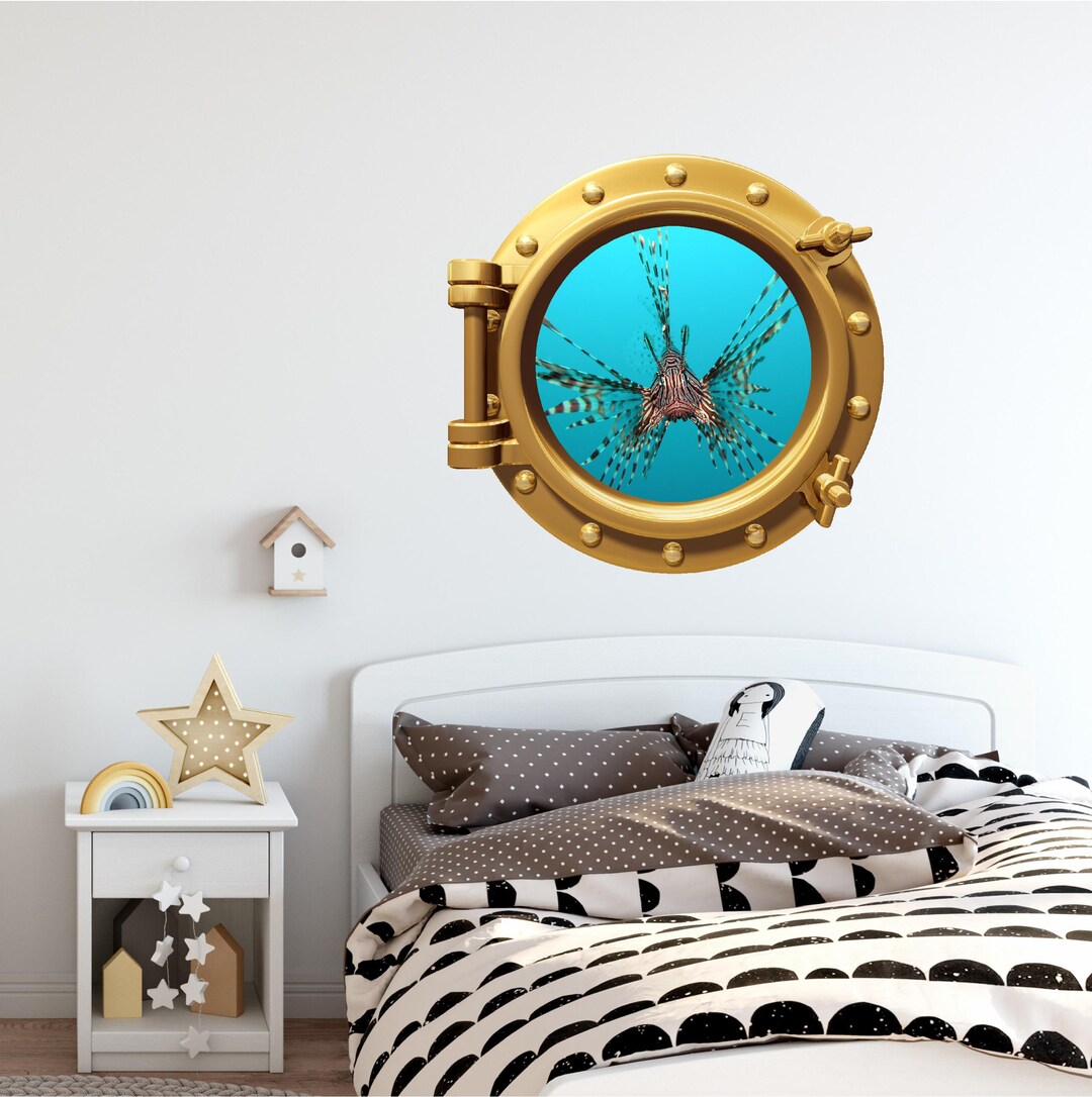 Port Scape Lionfish # 2 Porthole Window Wall Decal Removable Vinyl ...