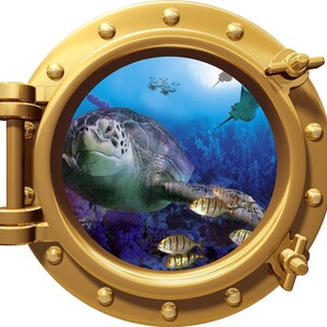 Porthole 3D Window Wall Decal Under the Sea #2 Port Scape Sticker ...