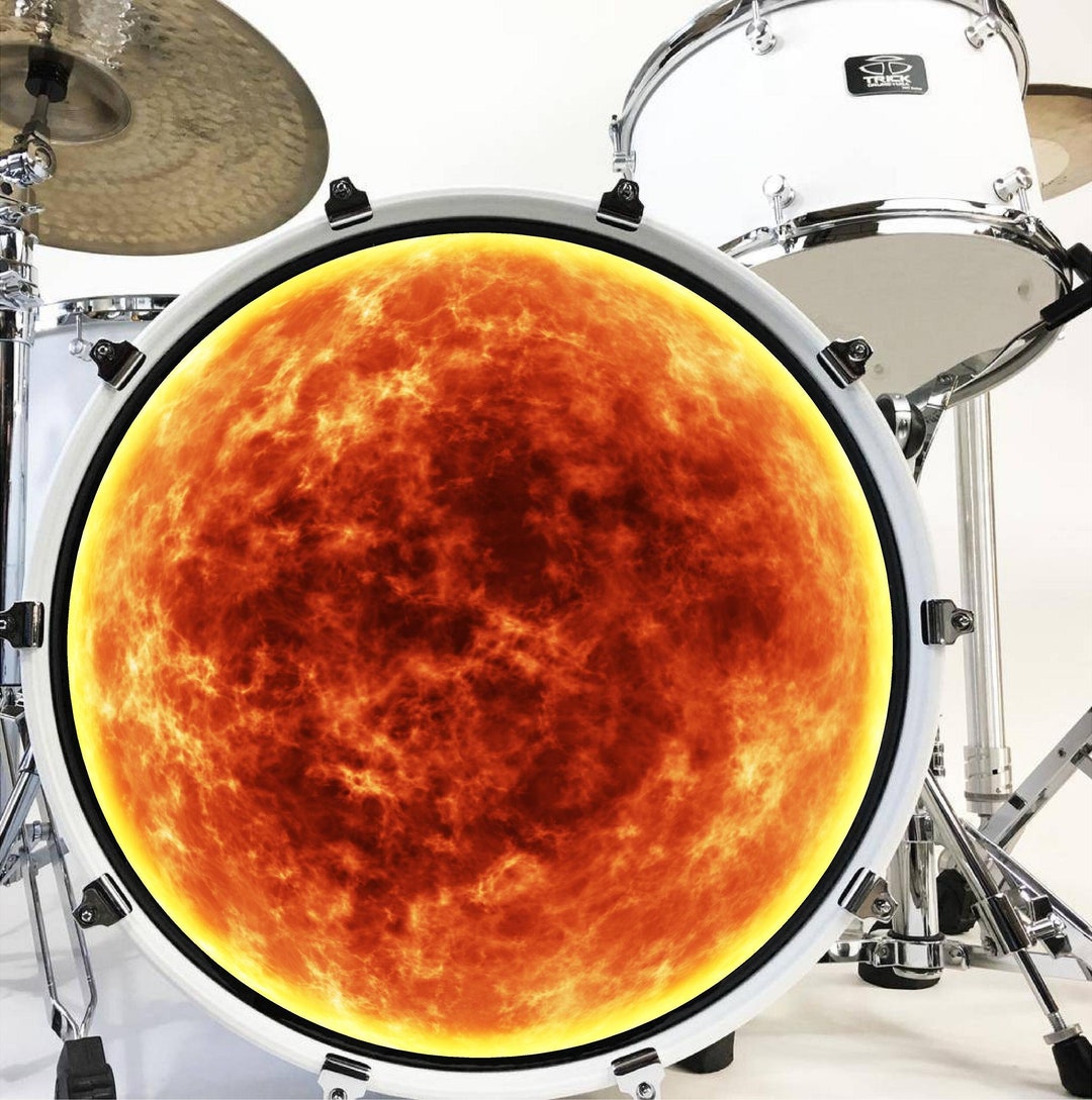 Decal Solar Ball of Flame Bass Drum Head Skin - Graphic Drumhead ...