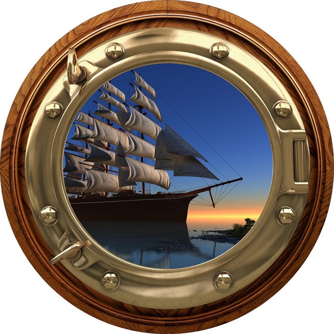 Port Scape Pirate Ship #1 Porthole Wall Sticker Graphic Decal Instant ...