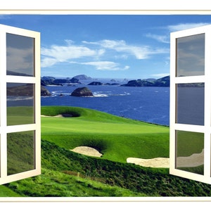 Window Scape Golf Course Ocean #2 Wall Decal Graphic Sticker Mural Kids ...