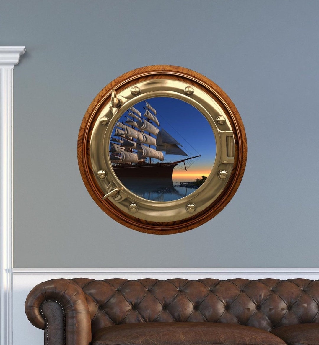 Port Scape Pirate Ship #1 Porthole Wall Sticker Graphic Decal Instant ...