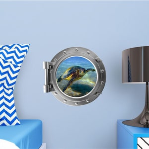 Port Scape Sea Turtle #1 Porthole Window Wall Decal Removable Adhesive ...