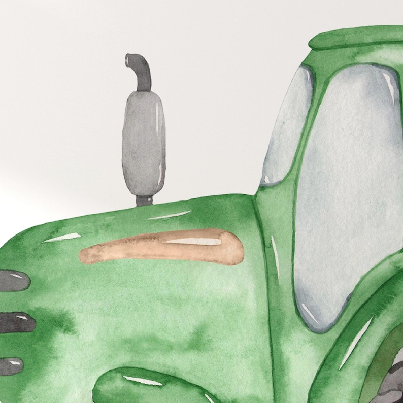 Green Tractor Farm Nursery Wall Decal, Tractor Wall Stickers, Tractor ...