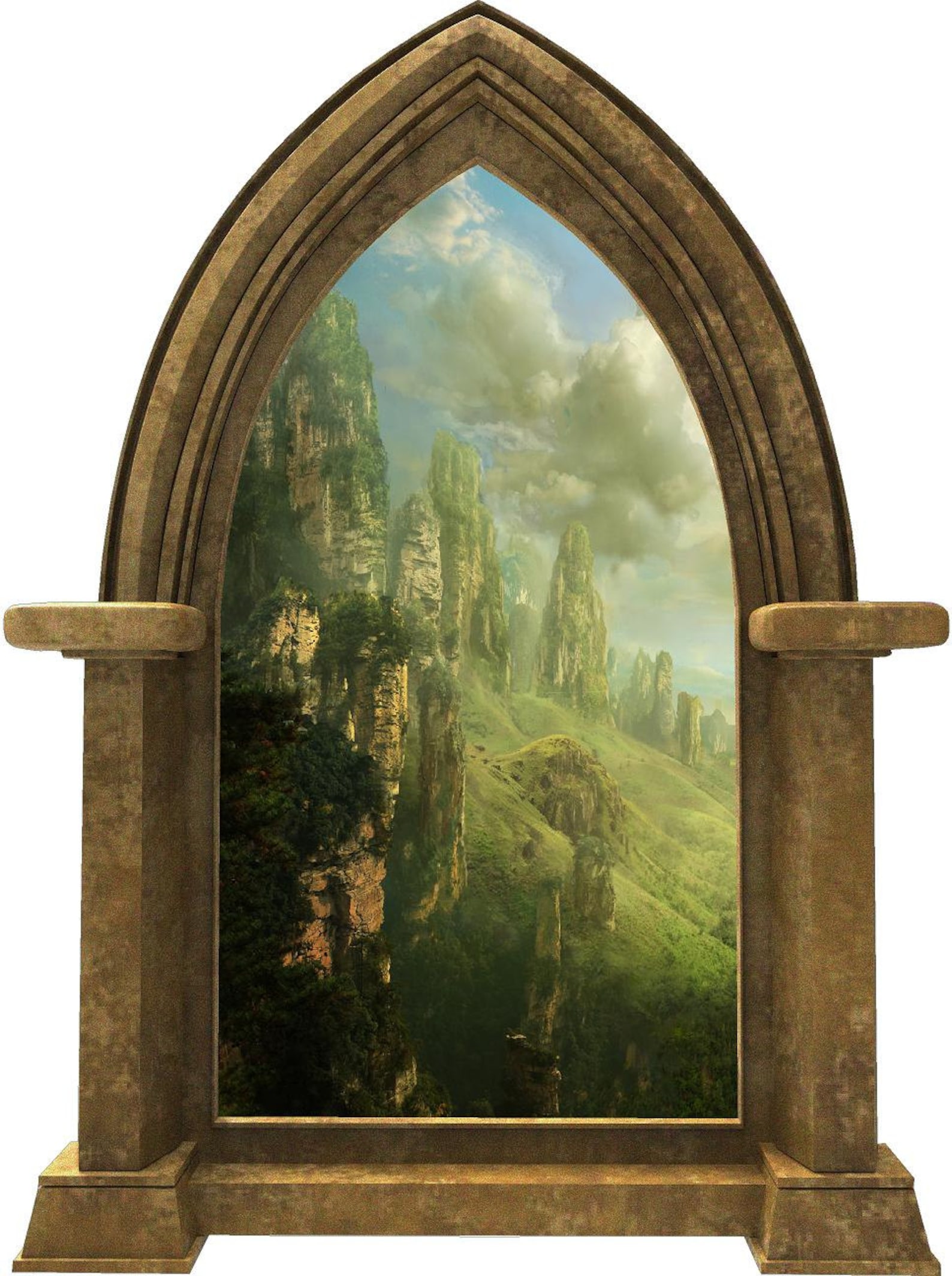 Castle Scape Rock Towers #1 Stone Castle 3D Window Wall Decal Sticker ...