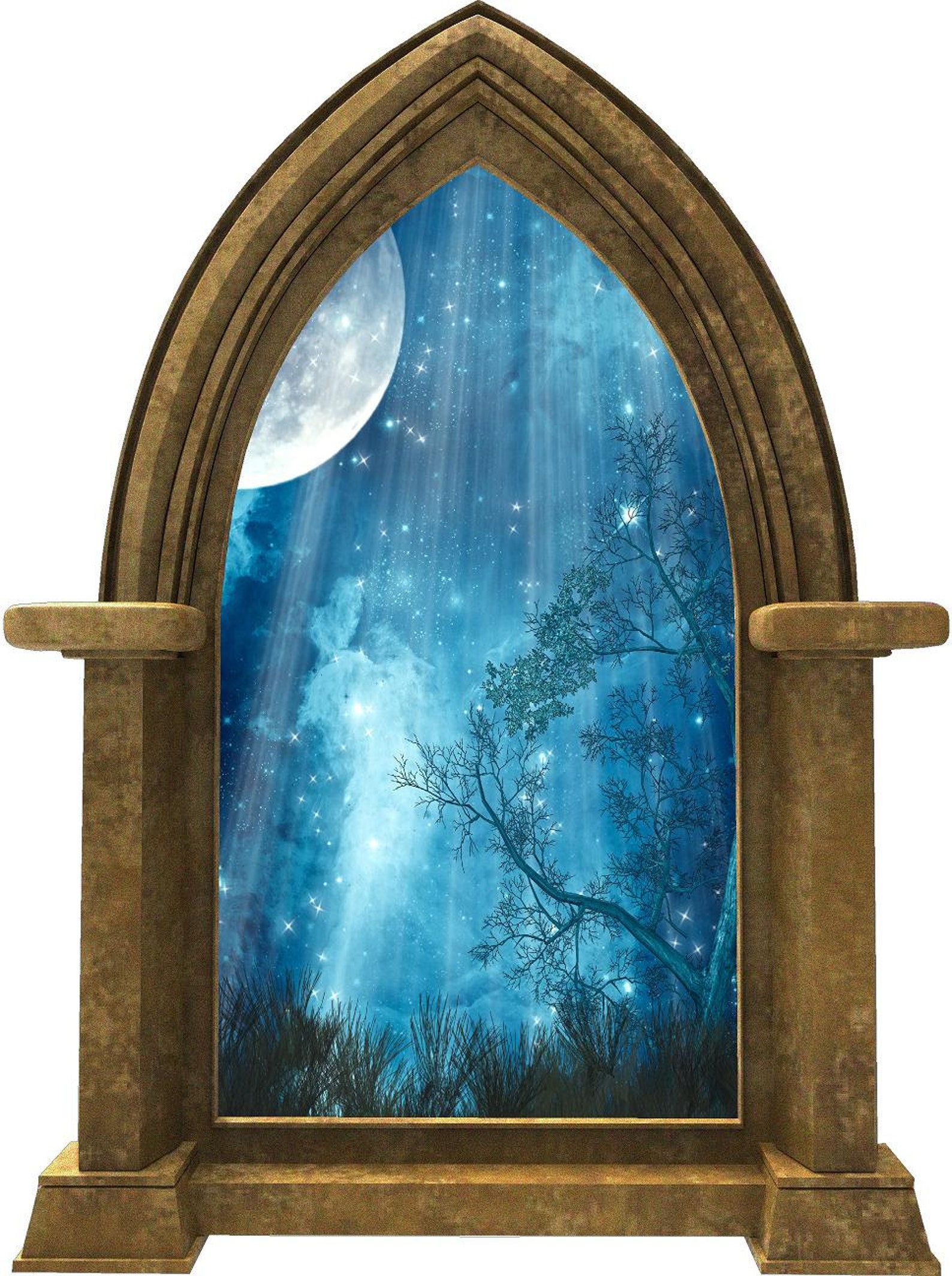 Castle Scape Fairytale Moon at Night 1 Castle 3D Window Wall | Etsy
