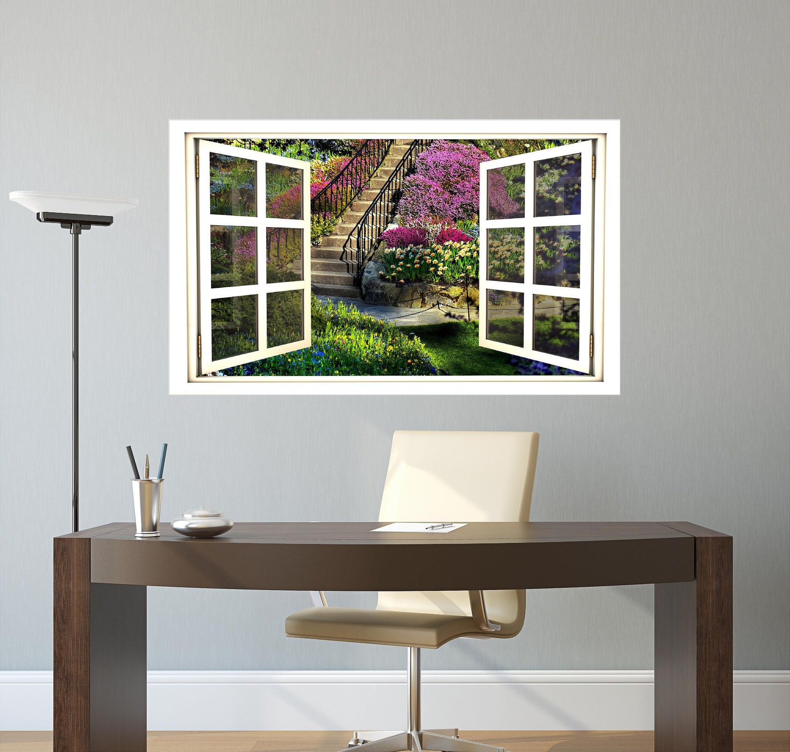 3D Effect Window View Wall Sticker Decal Amazing Flower Garden | Etsy