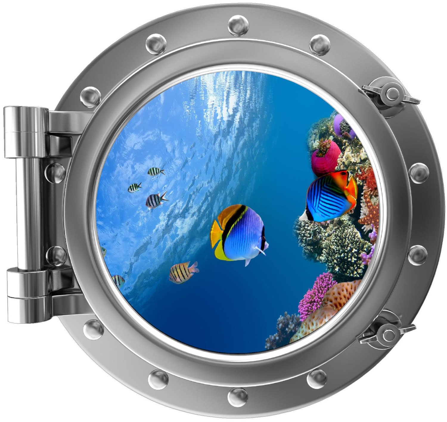 Tropical Reef Life 2 Porthole Wall Decal Port Scape Vinyl | Etsy
