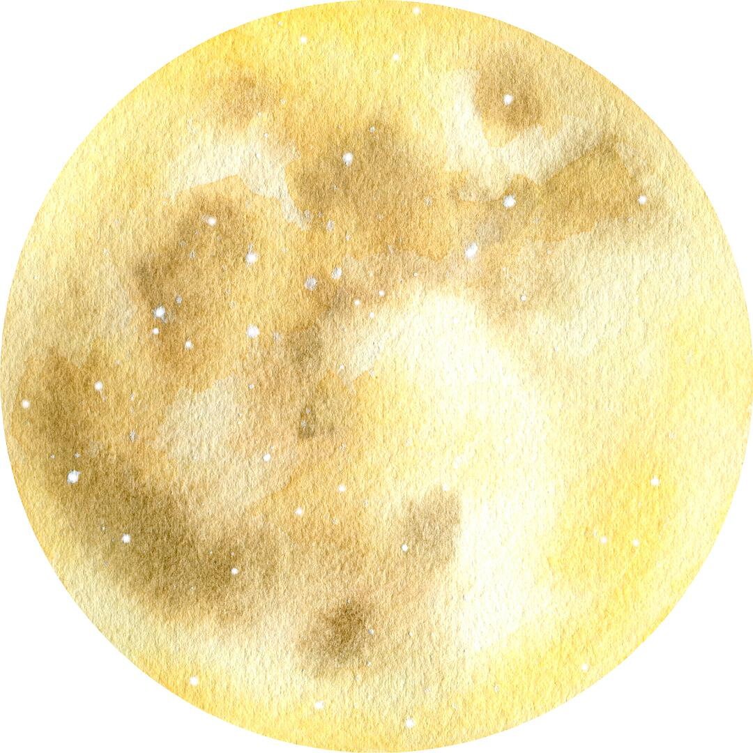 Watercolor Yellow Moon Wall Decal Astronomy Full Moon Wall - Etsy