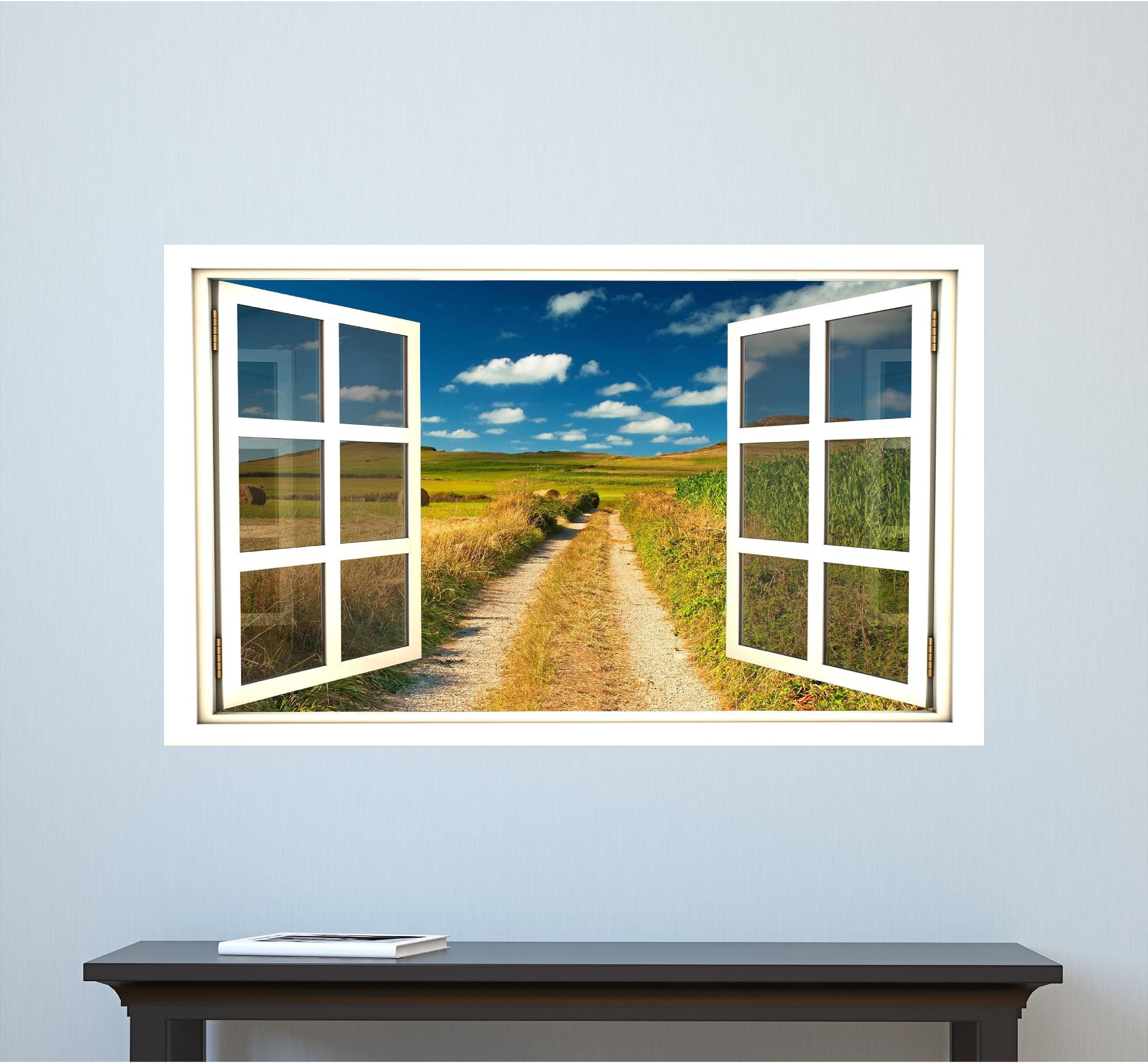 3D Window Country Road Wall Decal Mural Sticker Instant View | Etsy