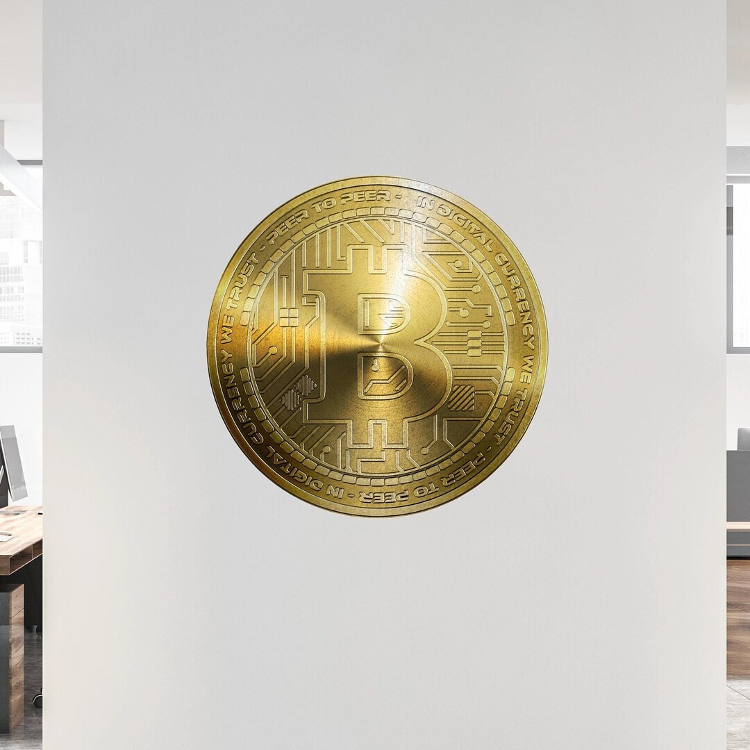 BITCOIN Wall Decal, Gold Bitcoin Removable Vinyl Wall Sticker ...