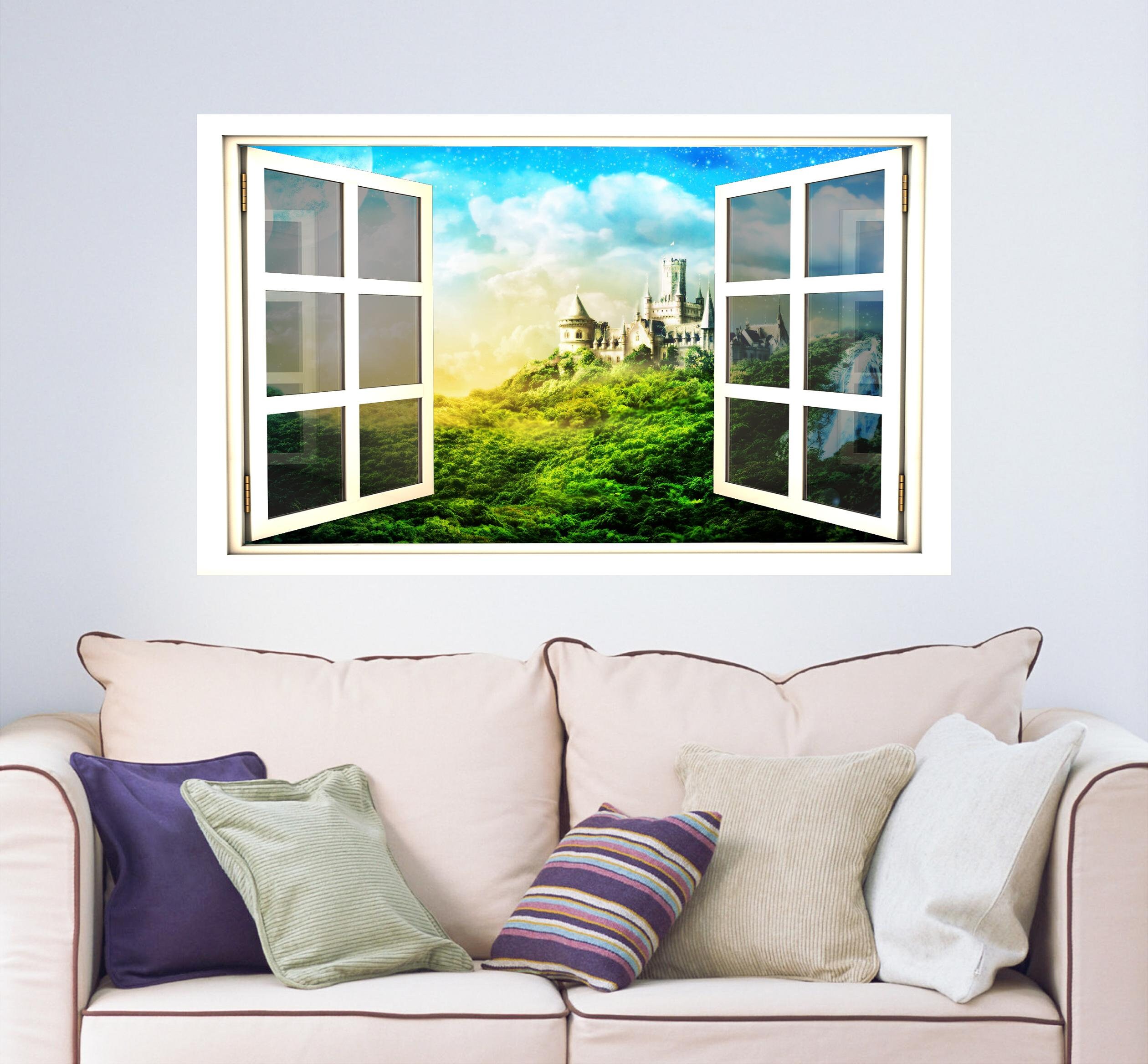 Window Scape Castle #1 3D Window Wall Decal Sticker Mural Removable ...