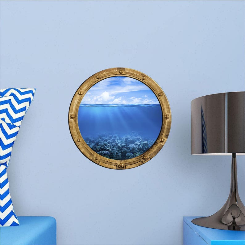 Coral Reef #2 Porthole Window Wall Decal Removable Vinyl Sea Life ...