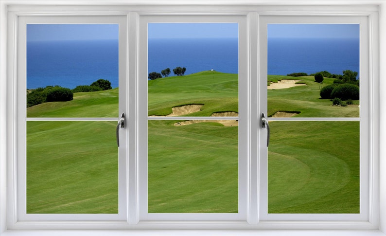 Window Scape Golf Course Ocean #5 Wall Decal Graphic Sticker Mural Kids ...