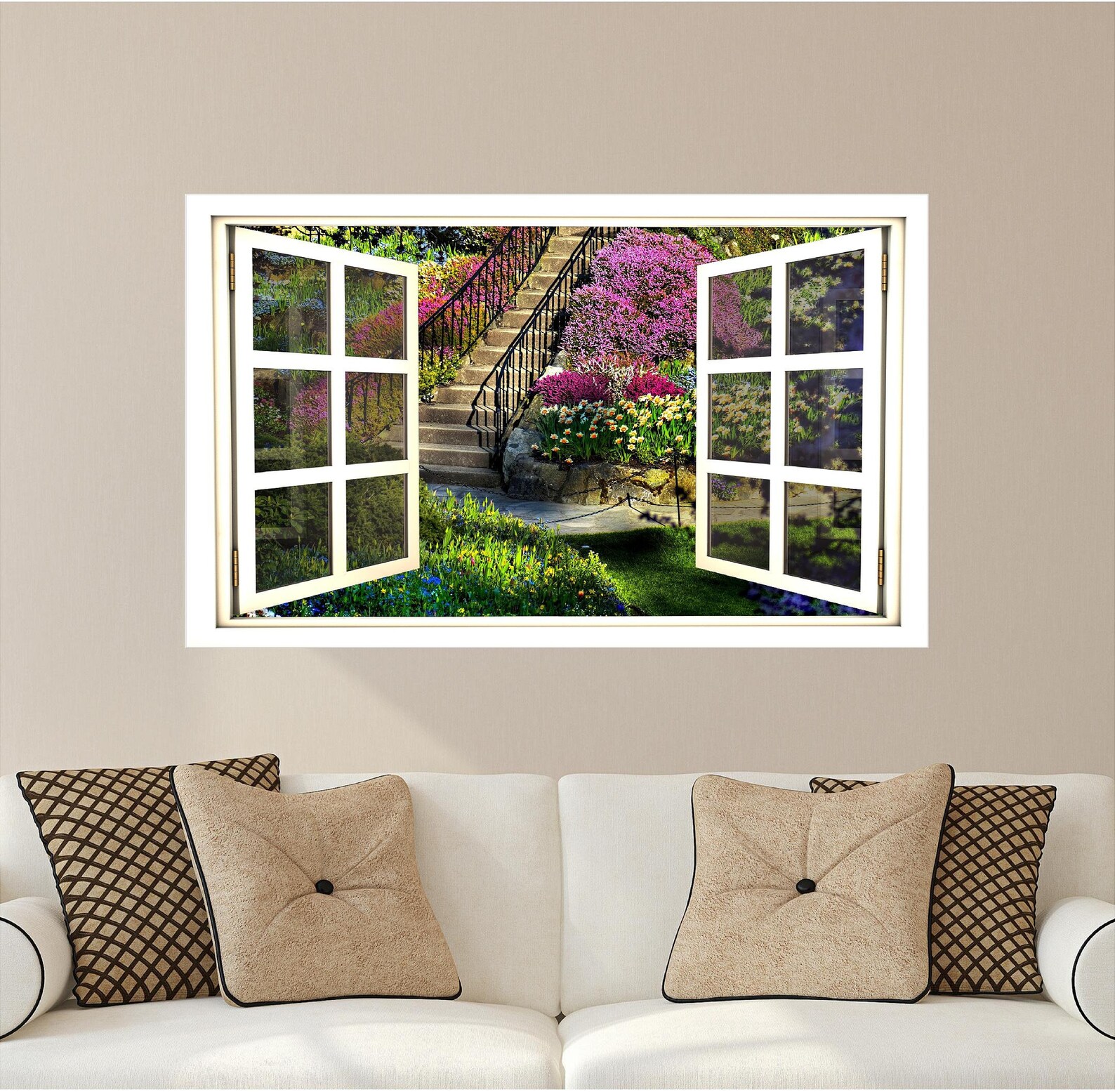 3D Effect Window View Wall Sticker Decal Amazing Flower Garden - Etsy